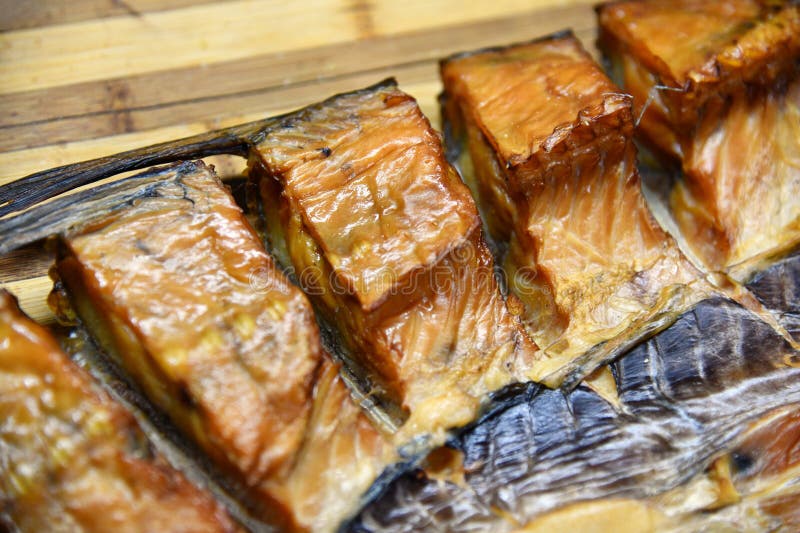 Smoking Process Fish. Fish Processing Smoking. Mackerel Fish Smoked in ...