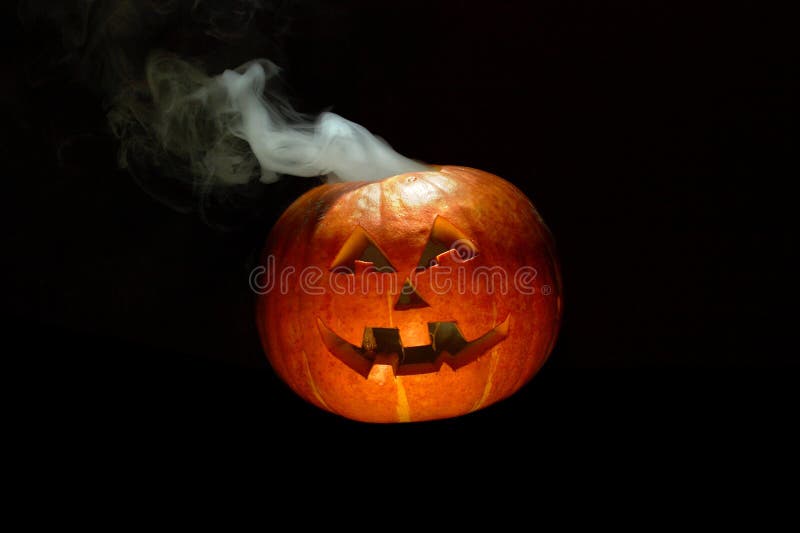 Smoking pumpkin stock photo. Image of horror, smoke, treat - 6694068