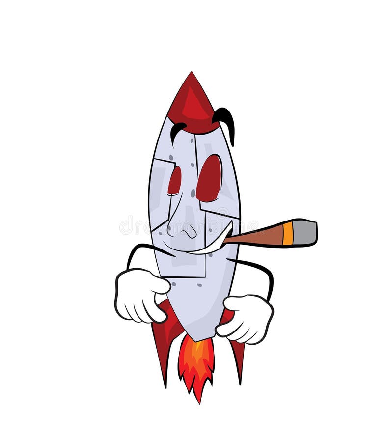 Smoking Rocket cartoon stock illustration. Illustration of universe ...