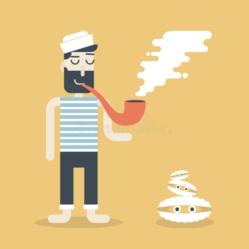 Smoking Sailor stock vector. Illustration of character - 57425974