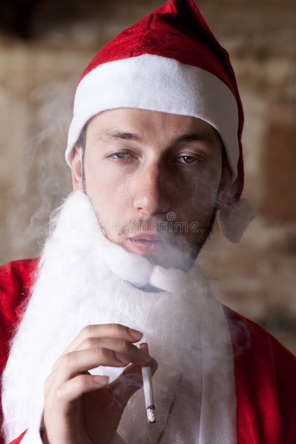 Smoking Santa stock photo. Image of homeless, vagrant - 21291254