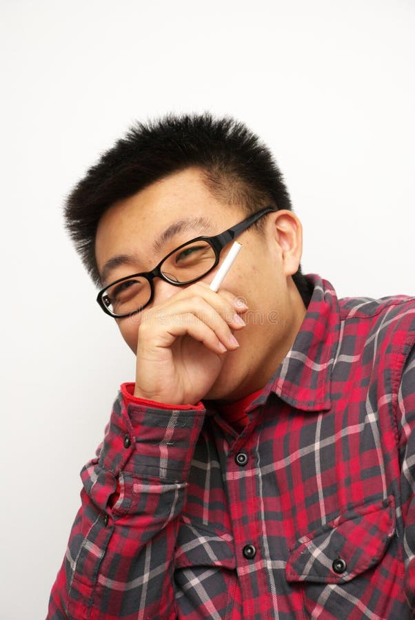 Smoking and smile stock photo. Image of male, smoke, adult - 12367876