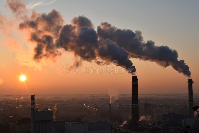 Smoking Smoke Stacks in the City Stock Image - Image of power, view ...