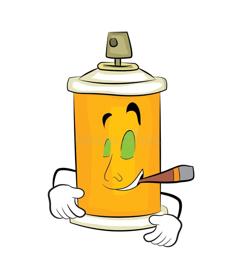 Smoking spray can cartoon stock illustration. Illustration of wall ...