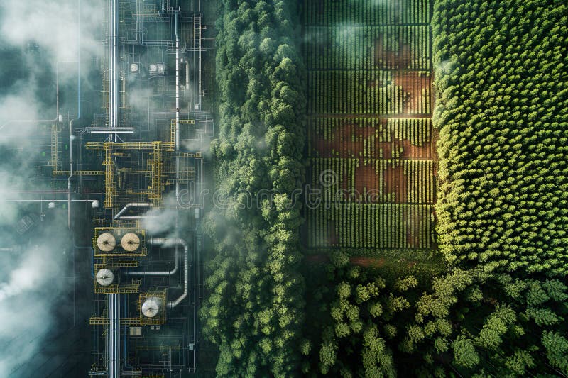 Smoking Stacks and Vapor from the Cooling Towers and Plants ...