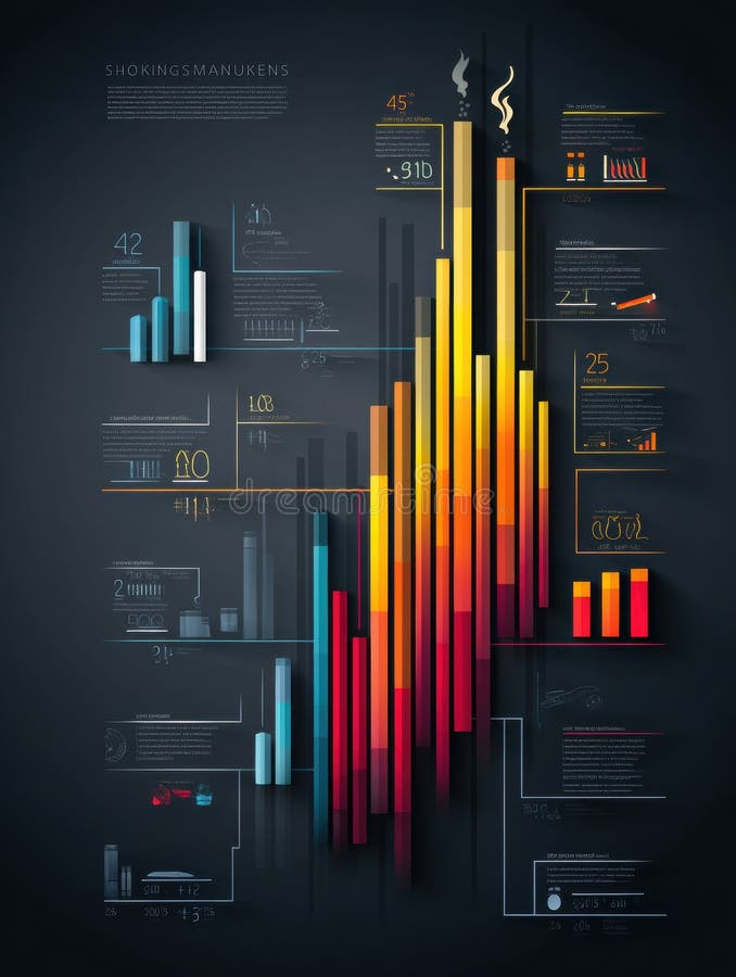 Smoking Statistics Infographic Showcasing Data Trends on a Black ...