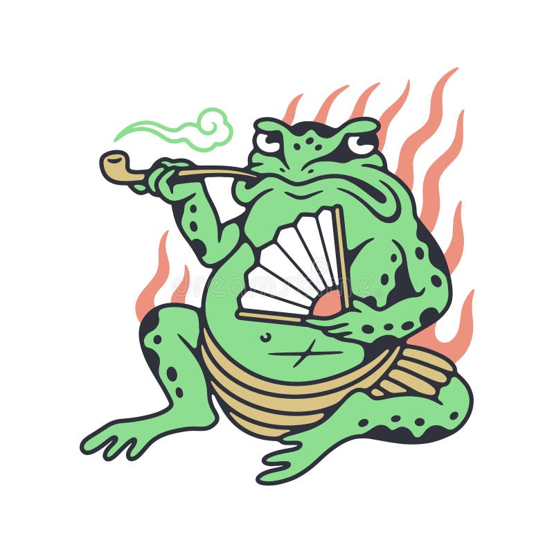SMOKING TOAD with FAN COLOR WHITE Stock Vector - Illustration of ...