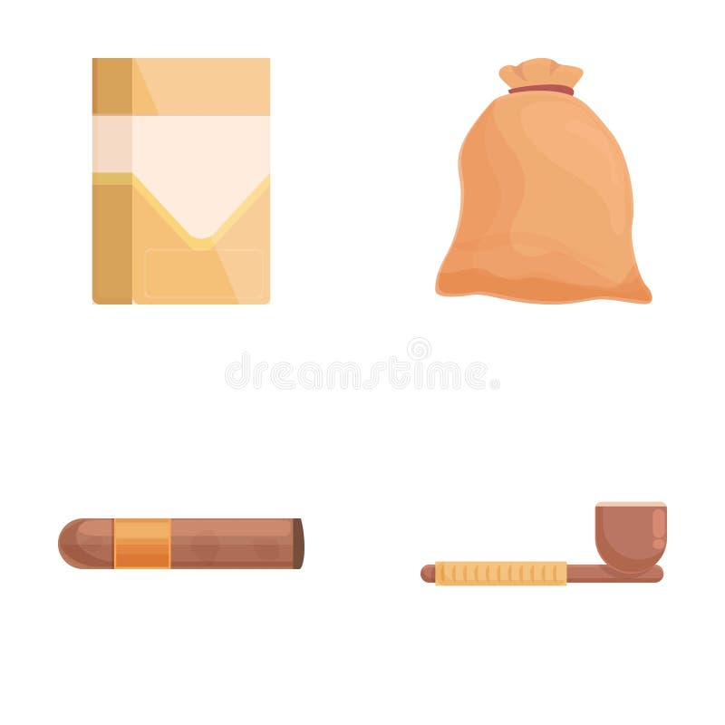 Smoking Tool Icons Set Cartoon Vector. Cigarette Cigar and Smoking ...