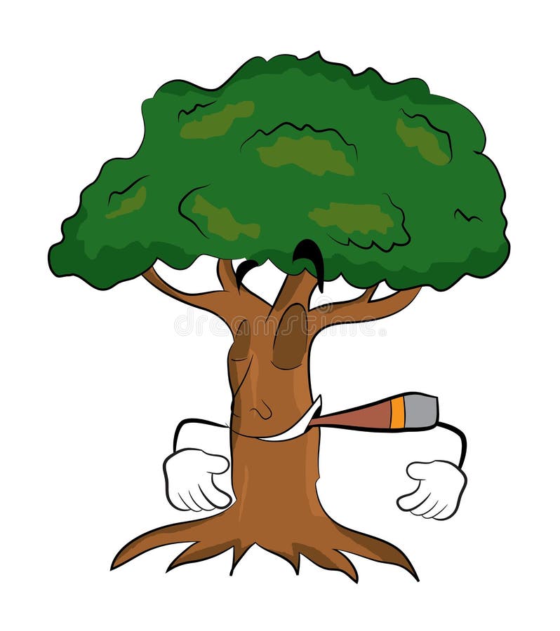 Smoking tree cartoon stock illustration. Illustration of vecor - 47958031