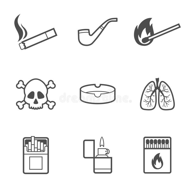 Smoking Vector Line Style Icons Set. 9 Elements Stock Vector ...
