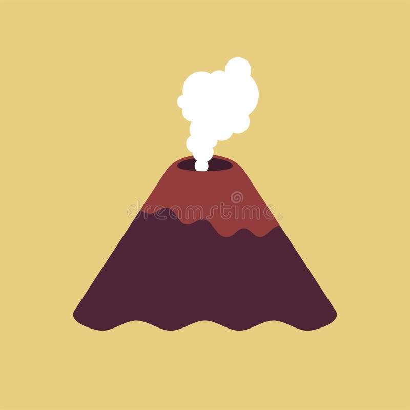 Smoking Volcano Flat Style Vector Illustration. Volcano Icon. Stock ...