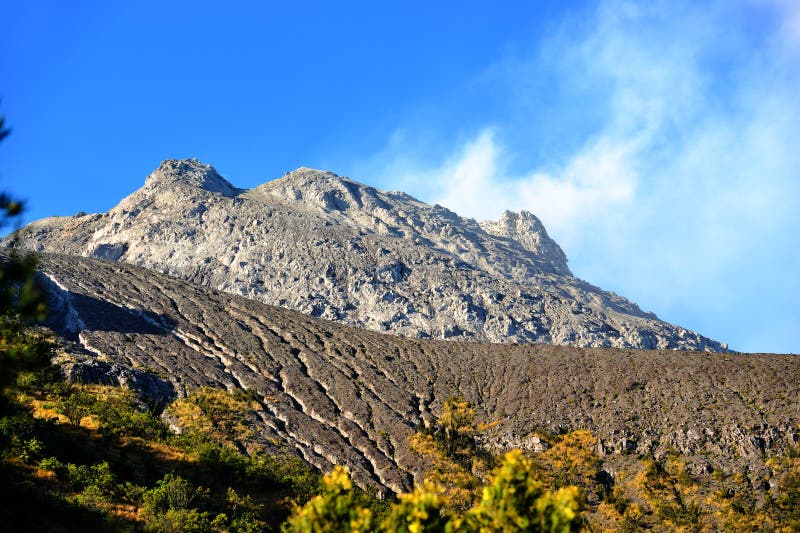 Mt merapi sunrise view stock photo. Image of landscape - 255464682