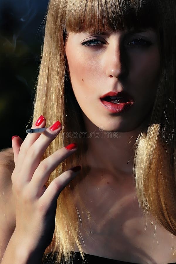 Smoking Women With Red Lipstick Lips Picture Image 3841208