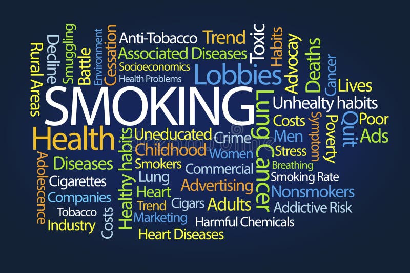 SMOKING Word Cloud stock illustration. Illustration of battle - 148835547