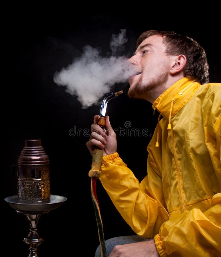 Smoking in yellow stock image. Image of black, addiction - 10975337