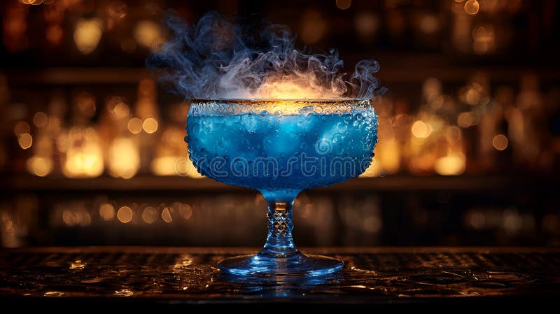 Smoky Blue Cocktail, Bar, Ice, Drink, Night Stock Photo - Image of ...