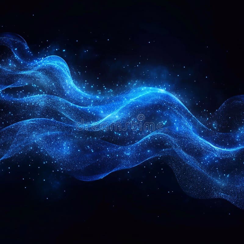 Smoky Blue Wave with Glitter on a Dark Background. Generative AI Stock ...