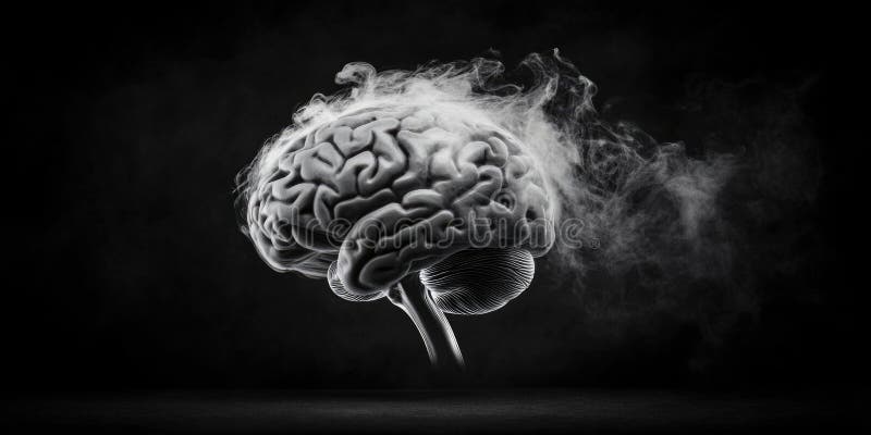 Smoky Brain in Darkness Showcasing Mysterious Neural Imagery Stock ...