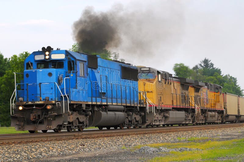 Diesel Electric Freight Train Engine Locomotives Stock Image - Image of ...