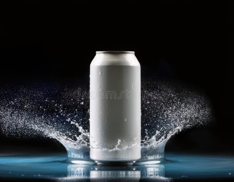 Smoky Mist and Water Splash Dancing Around a White Soda Can Stock ...