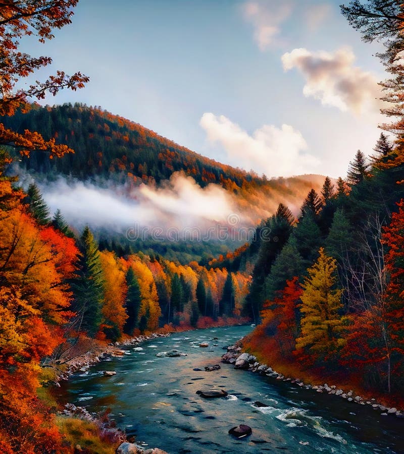 Smoky Mountain Autumn stock illustration. Illustration of mountain ...