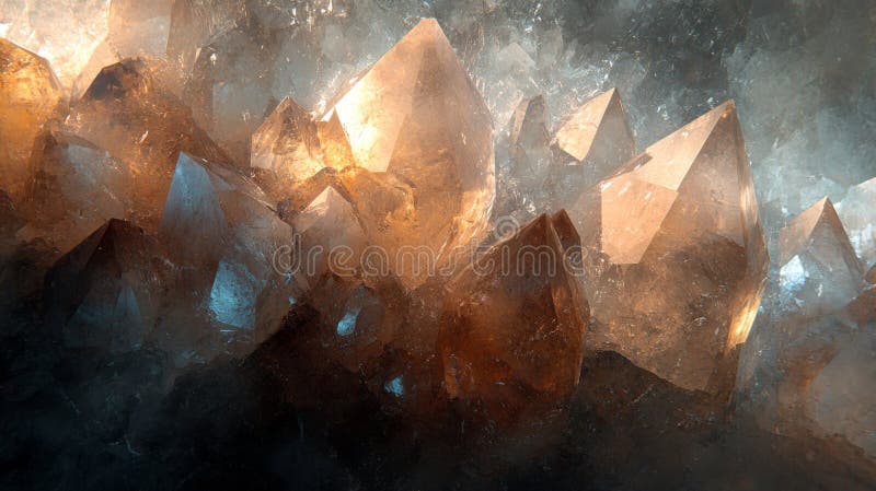 Smoky Quartz Crystal Cluster Glowing Interior Light Stock Illustration ...