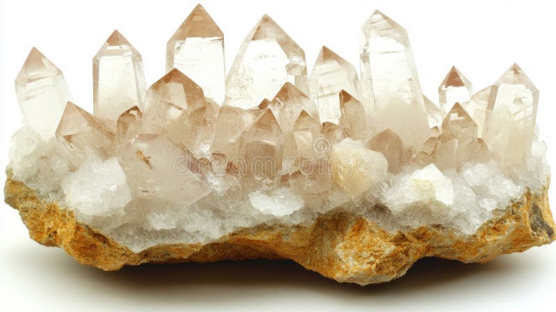Smoky Quartz Crystal Cluster on Matrix Rock Formation Stock ...