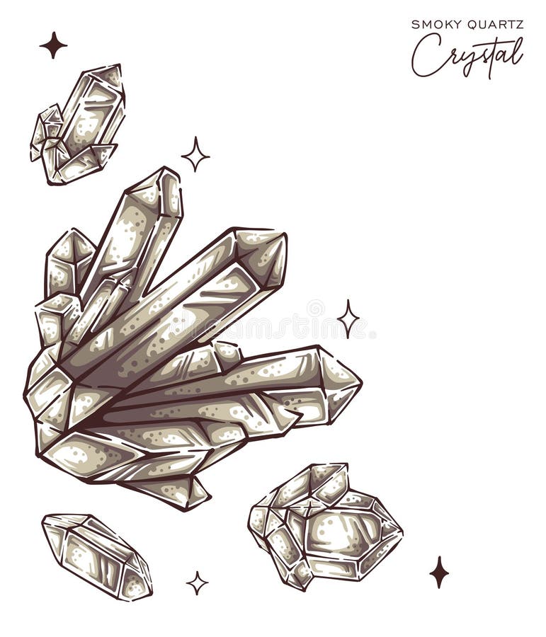 Smoky Quartz Crystal Vector Element Drawing Brown Gemstone Design Stock ...
