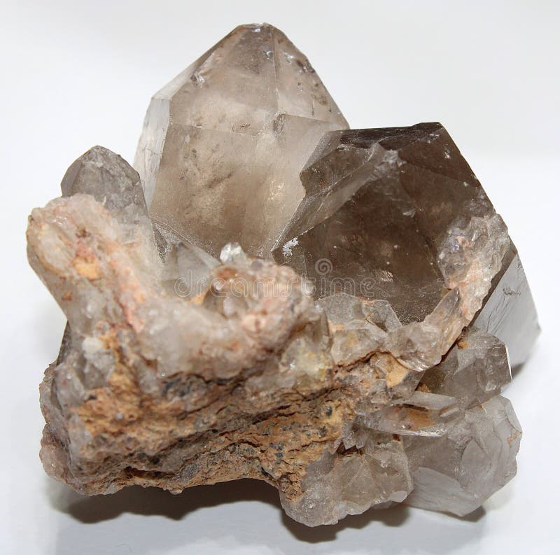 Smoky Quartz Crystals Showing Hexagonal Structure Stock Image - Image ...