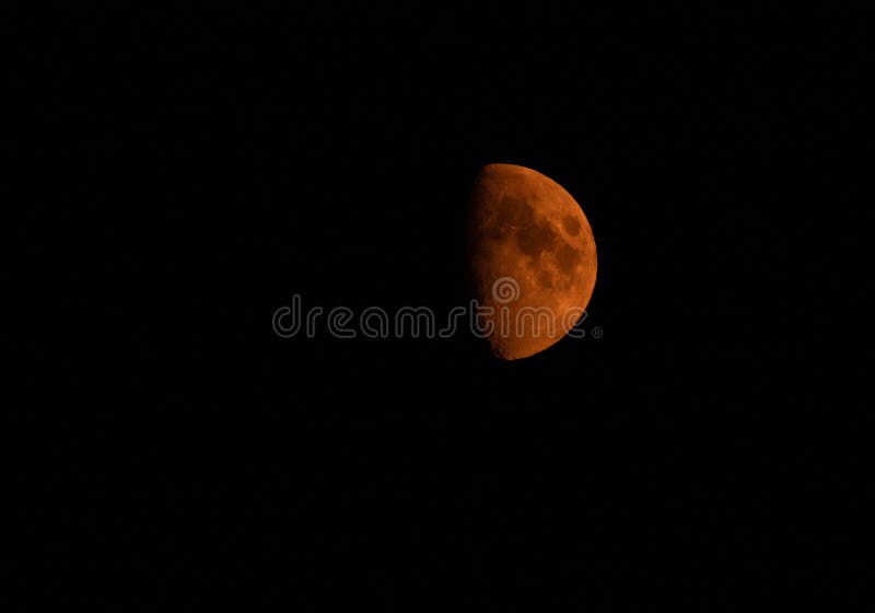 Smoky Red Half Moon on Black Sky Stock Image - Image of colorful, blood ...