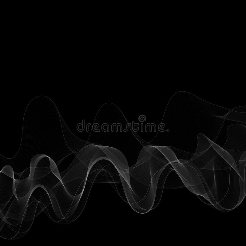Smoky Translucent White Wave on a Black Background. Abstract Background ...