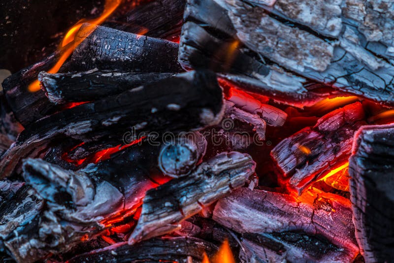 Firewood Burning in the Fire. Smoldering Ash of the Hearth Stock Photo ...
