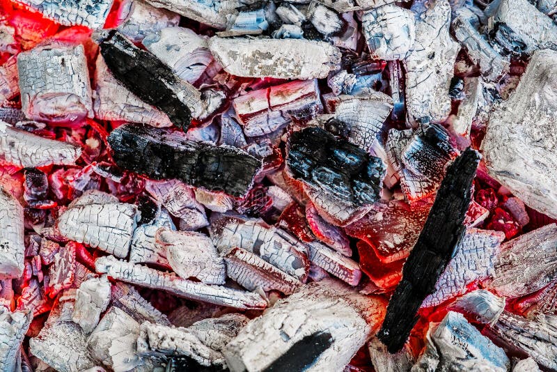 Burned Wood Turning To Ash. Heat in a Smoldering Fire Stock Photo ...