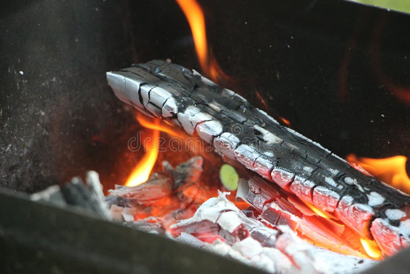 Smoldering Ashes of a Bonfire. Fire Burns Closeup at Campfire Stock ...