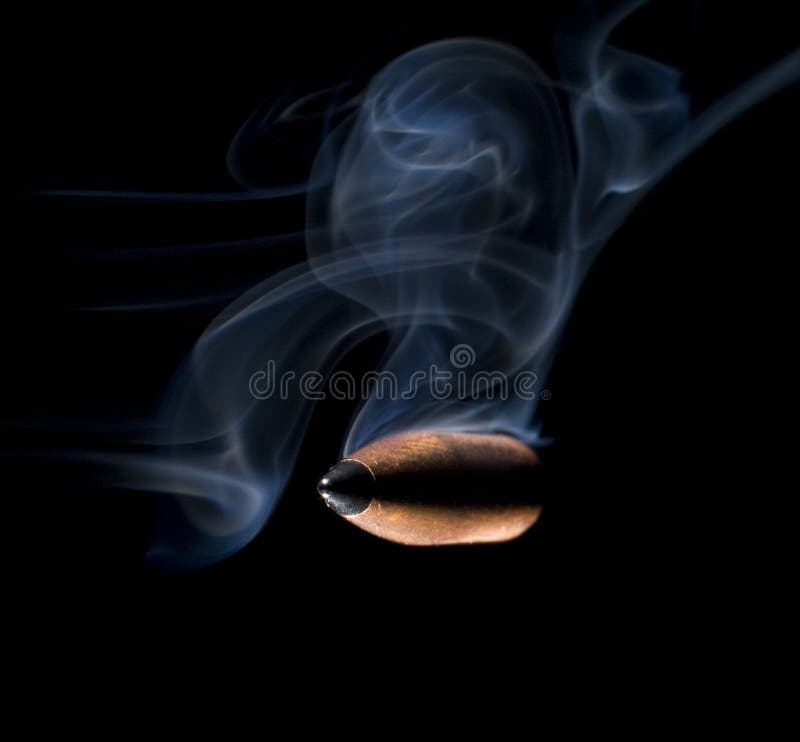Smoking bullet stock image. Image of smoke, black, white - 12776783