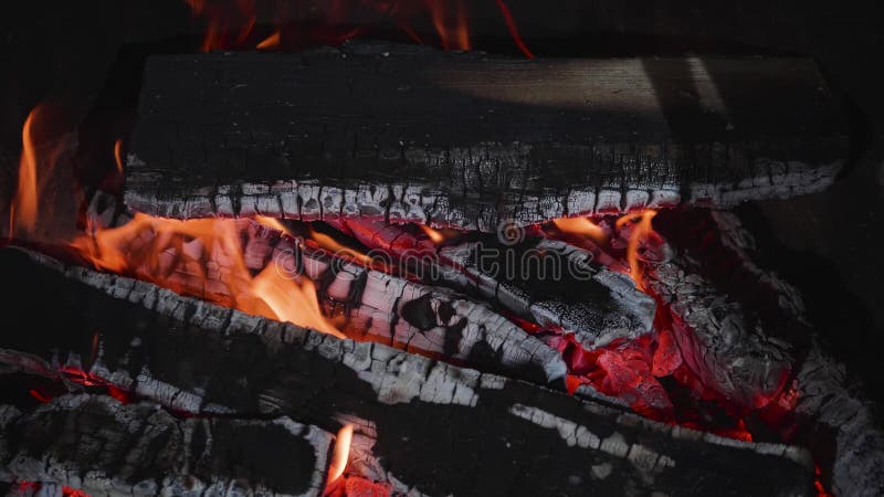 Smoldering and Burning Logs and in the Fireplace Stock Footage - Video ...