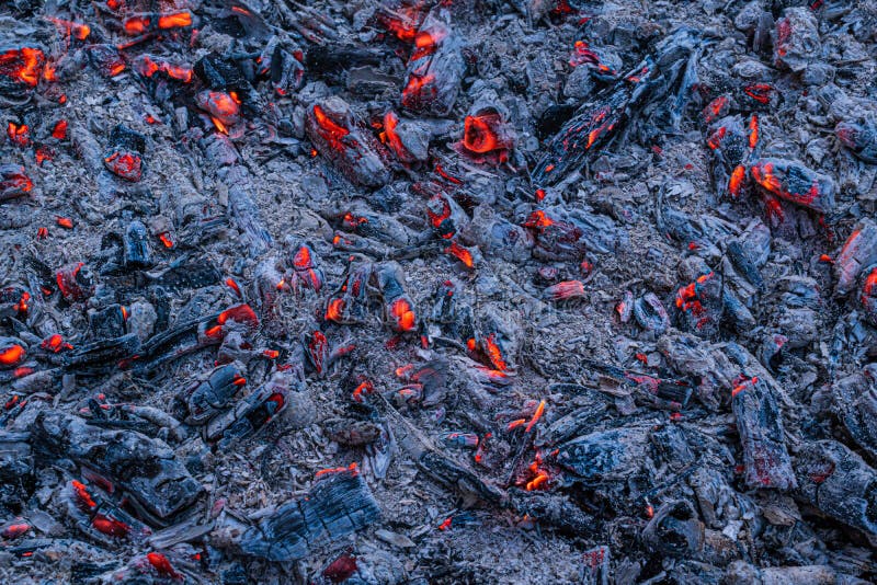 Smoldering Charcoal and Ash after a Burnt Fire Stock Image - Image of ...