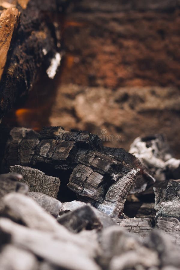 Smoldering Embers and Ashes in a Bonfire. Close Up Stock Image - Image ...