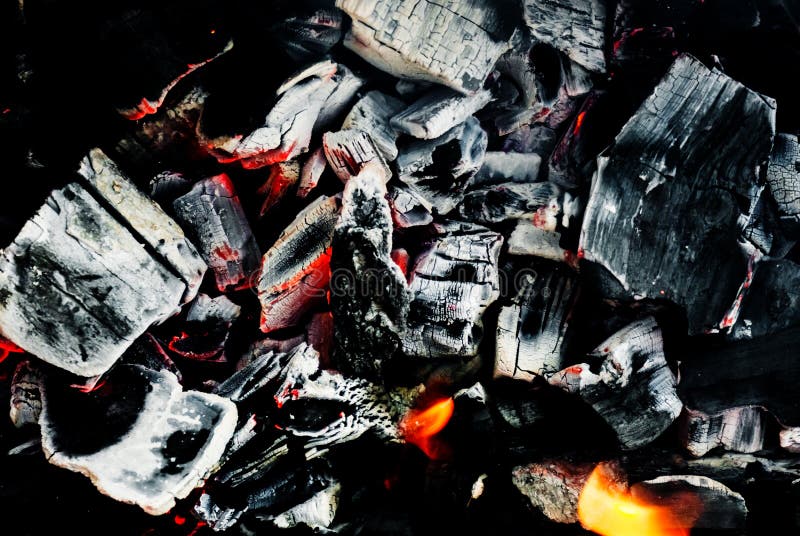 Smoldering Embers of Fire, Live Coals, Burning Charcoal in the ...