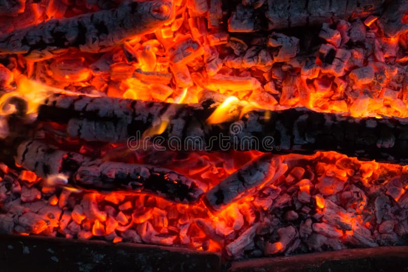 Smoldering Embers of Fire, Live Coals, Burning Charcoal in the ...