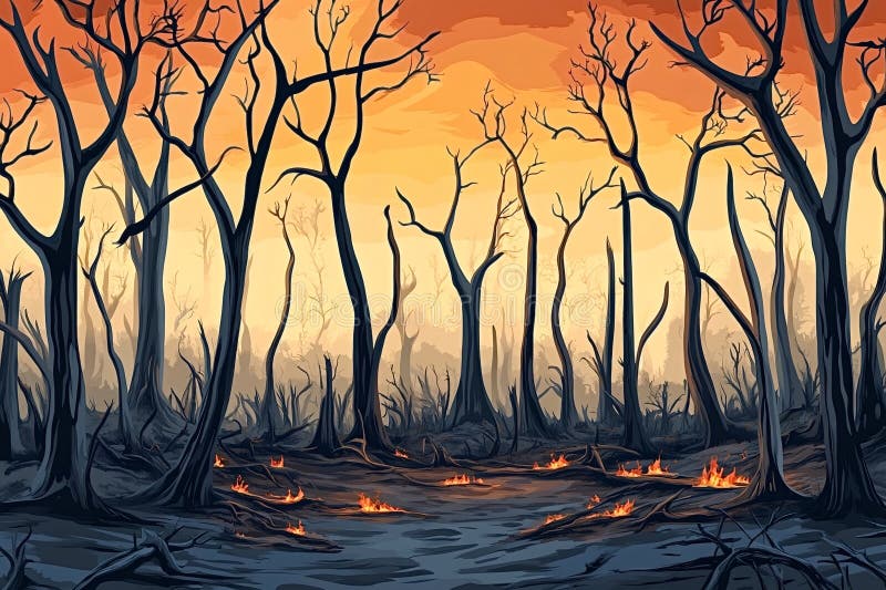 Wildfire Smoldering on the Mountain Range Stock Photo - Image of ...