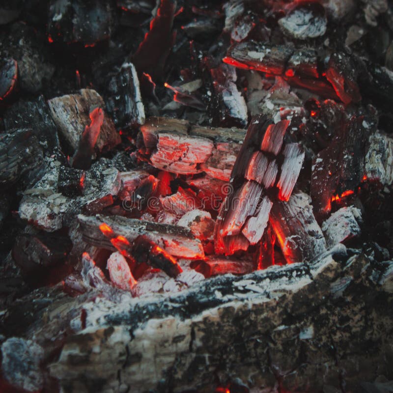 A Smoldering Red Hot Charcoal for Barbecue Top View Stock Image - Image ...