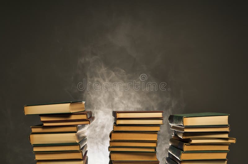 Smoldering Stack of Books stock image. Image of horizontal - 30366565