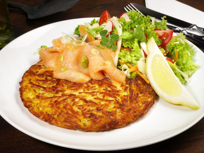 Smoked Salmon with Potato - Fish Plate Stock Photo - Image of ...