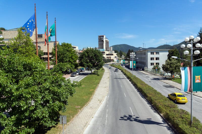 Panoramic View of New Center of the Town of Smolyan, Bulgaria Editorial ...