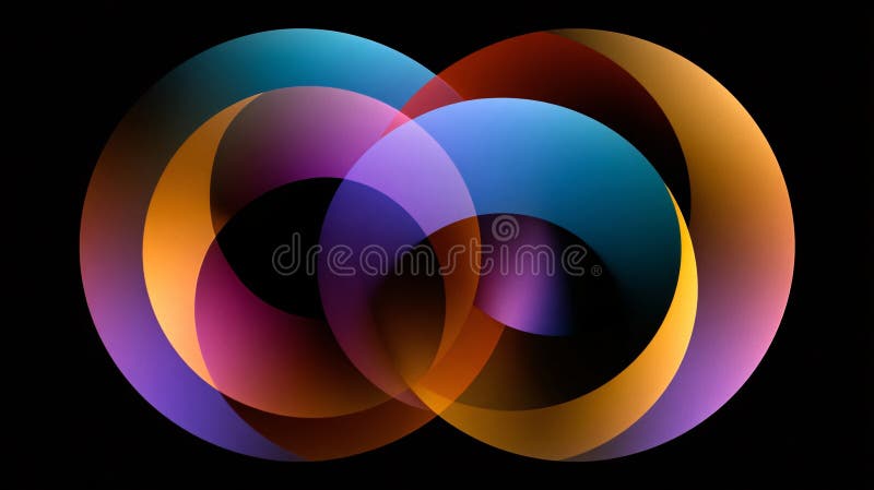 Smooth Abstract Arcs Overlapping on Black Background, Elegant ...