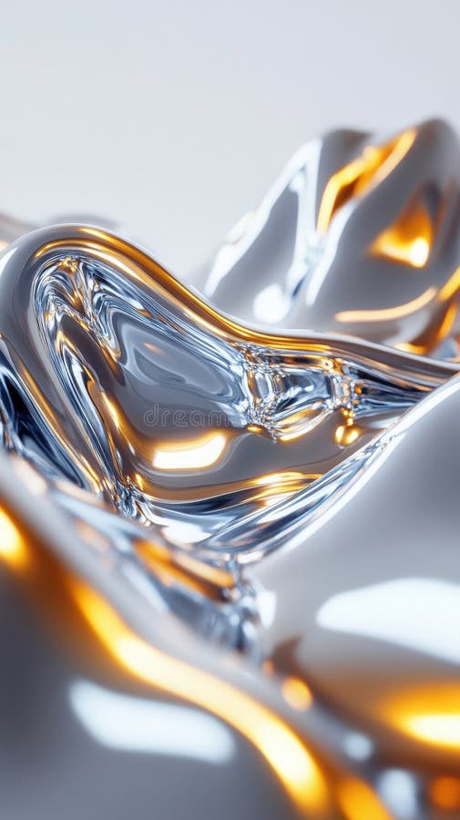 Abstract Metallic Surface with Fluid Shapes Reflecting Light Stock ...