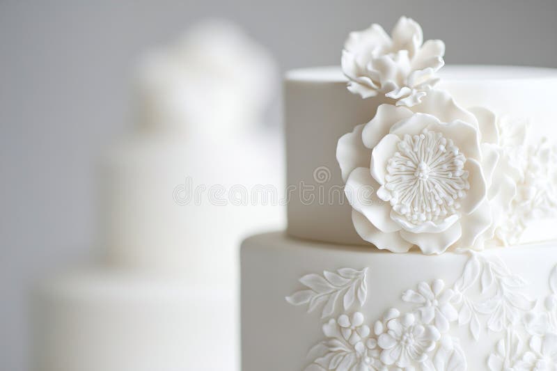 A Smooth, All-white Cake Showcases Delicate Embossed Patterns ...