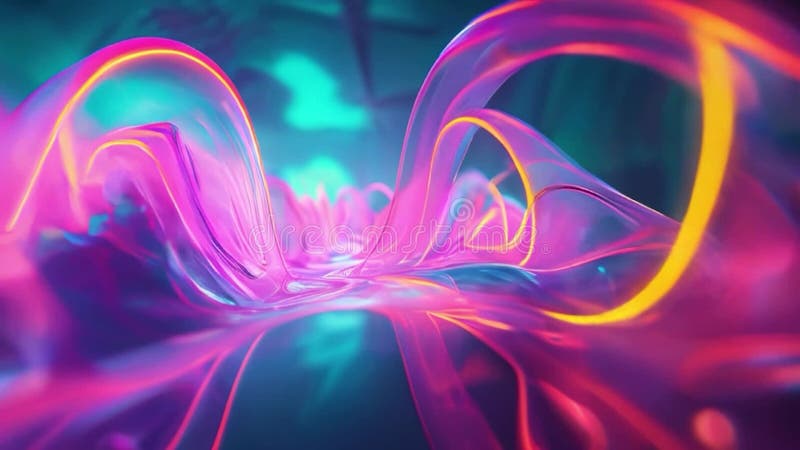 Smooth Animation of an Abstract Background Depicting a Neon Liquid Wave ...
