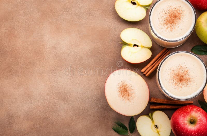 Smooth Apple Cinnamon Beverage Surrounded by Fresh Apples and Cinnamon ...